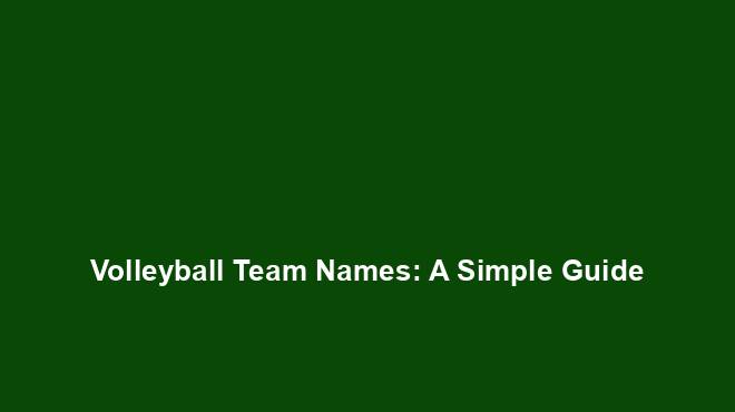 Volleyball Team Names: A Simple Guide - Team Names World
