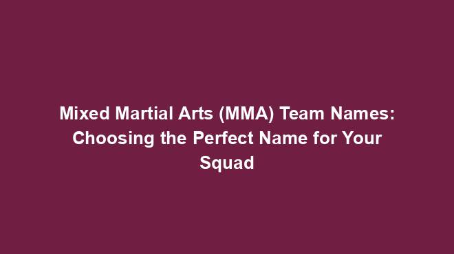 Mixed Martial Arts (MMA) Team Names: Choosing the Perfect Name for Your ...